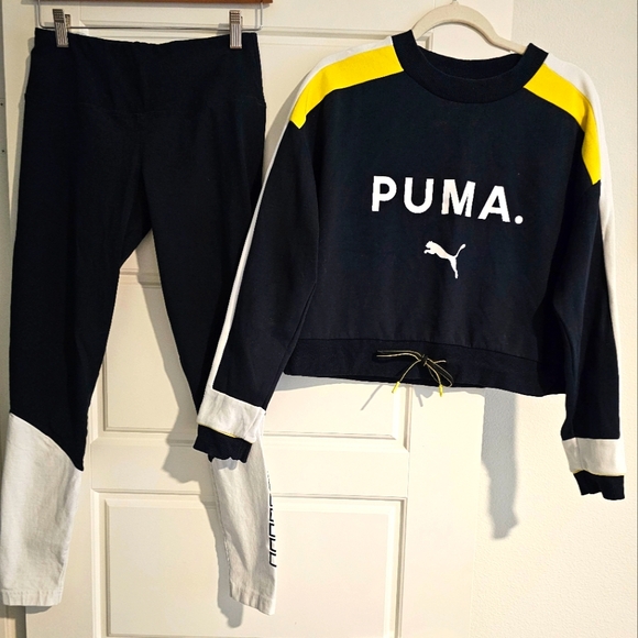 Puma | Other | Puma Black And Yellow Tracksuit Set | Poshmark